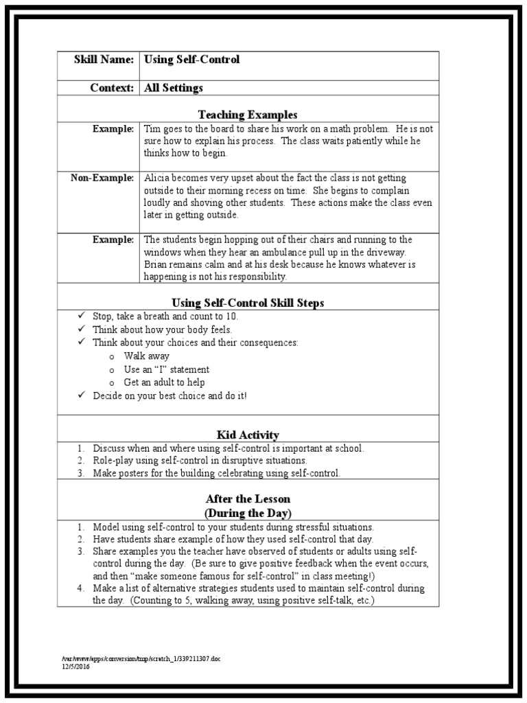 Using Self Control | PDF | Self Control | Self-Management
