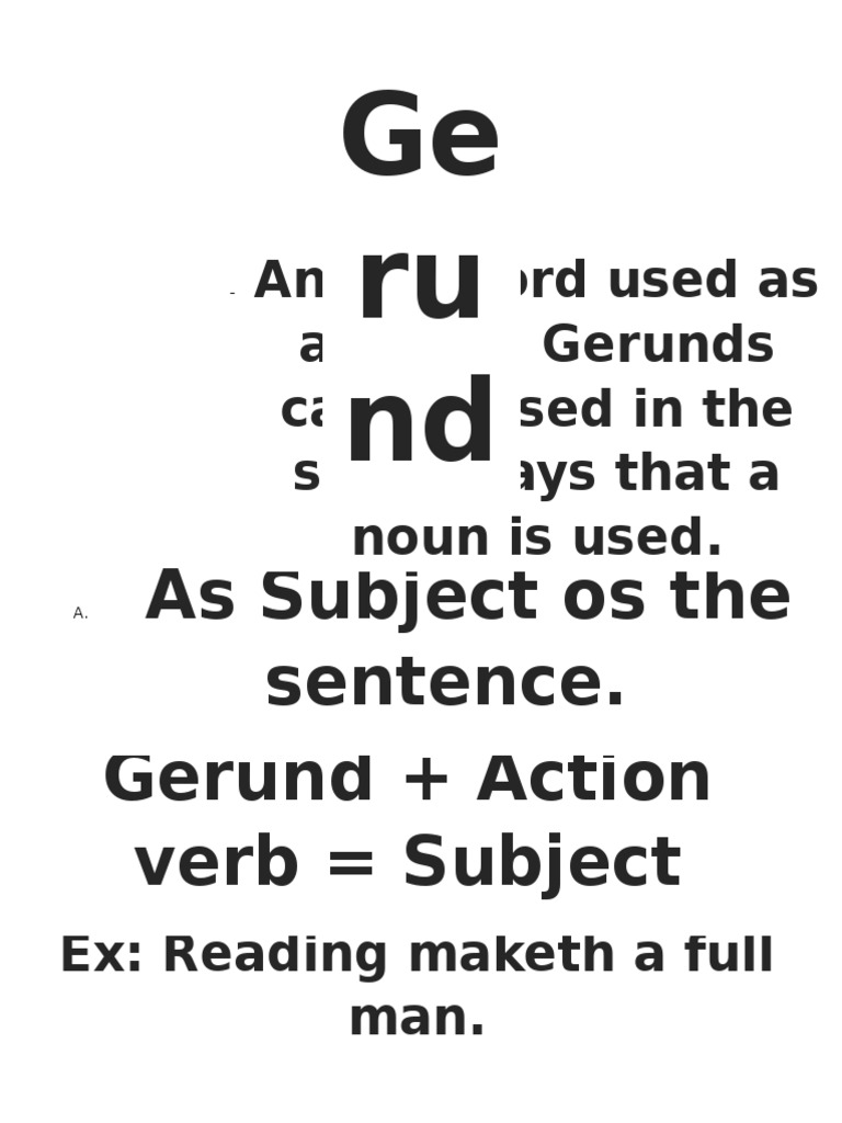 An Ing Word Used As A Noun - Gerunds Can Be Used in The Same Ways That ...