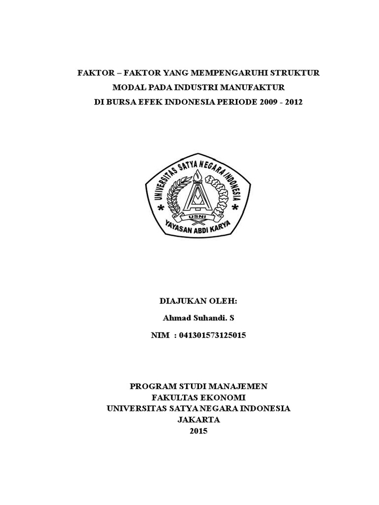 Faktor - Faktor Yang Mempengaruhi Struktur Modal Pada Industri Manufaktur | PDF