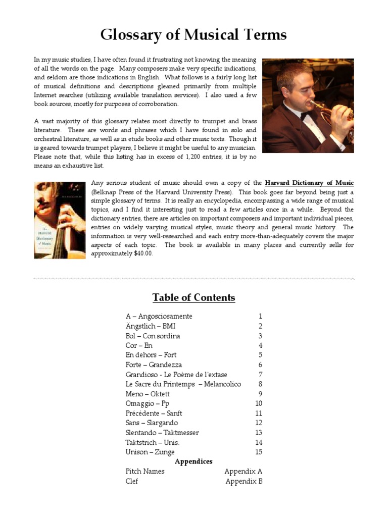 Glossary of Musical Terms | PDF | Tempo | Musicology