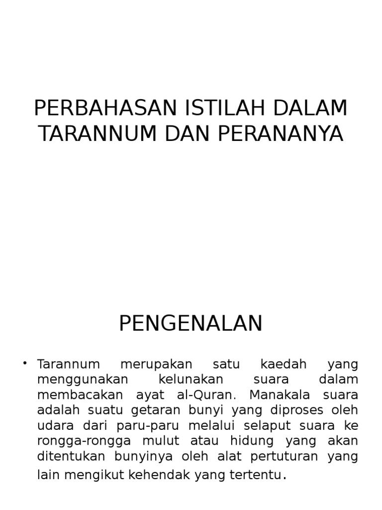 Perbahasan Istilah Dalam Tarannum Dan Perananya | PDF