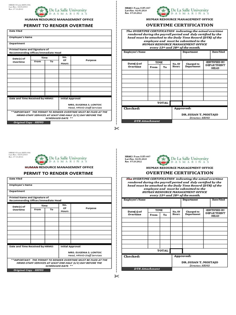 Permit Overtime Certification | PDF