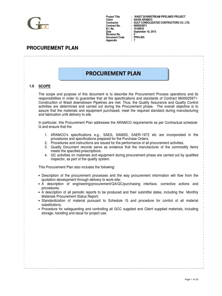 1-Cover GCC Rev. 0 | PDF | Specification (Technical Standard) | Quality ...