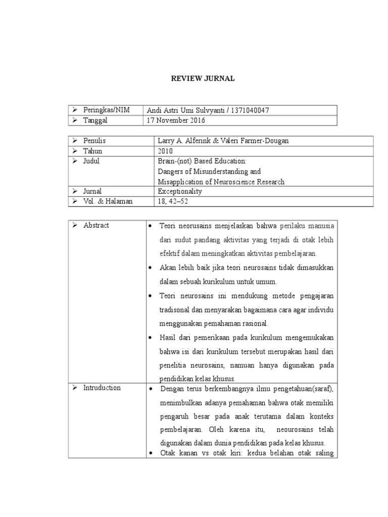 contoh ulasan jurnal terbaik - Bella Parr