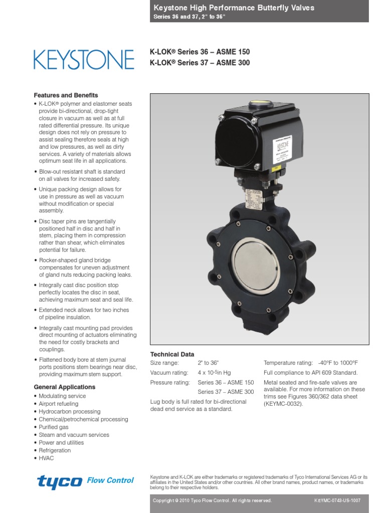 Keystone K-Lok 36-37 Data Sheet | PDF | Valve | Stainless Steel