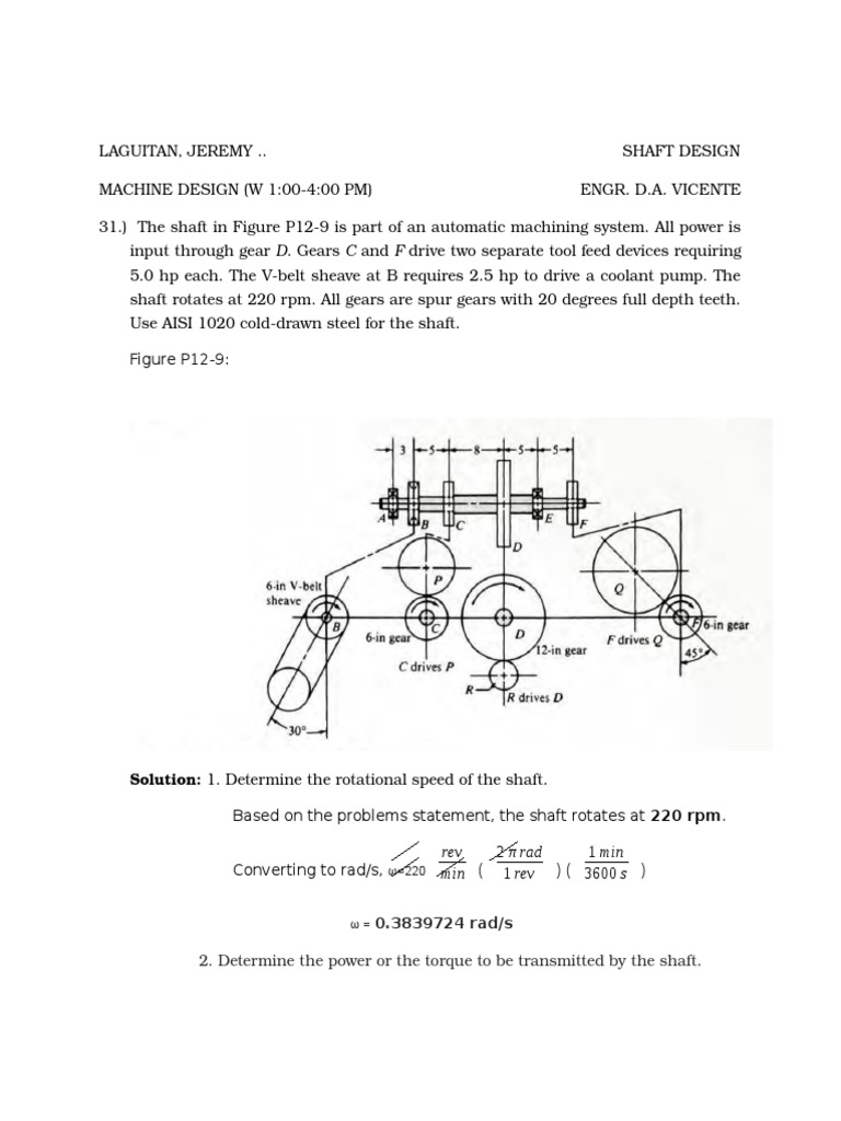 Machine Design Shaft Design | Gear | Classical Mechanics