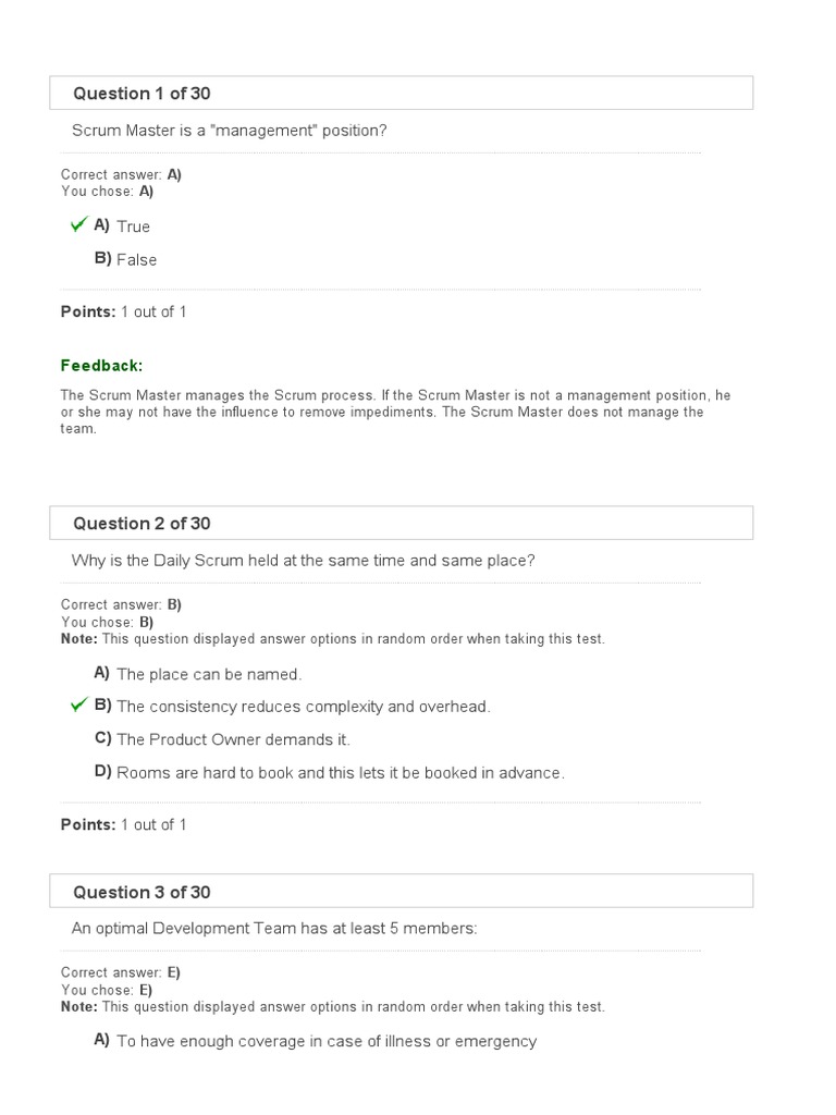 Scrum Master Exam Questions & Answers | PDF | Scrum (Software ...