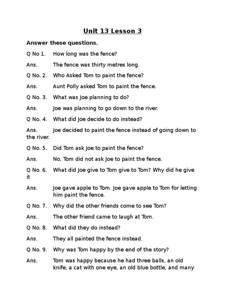 Unit 13 Lesson 3: Answer These Questions | PDF