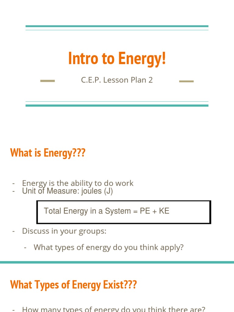 Intro To Energy | PDF | Teaching Methods & Materials | Science ...