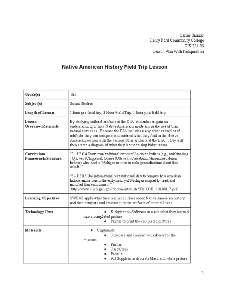 Salazar LP With Kidspiration | PDF | Ojibwe | Lesson Plan