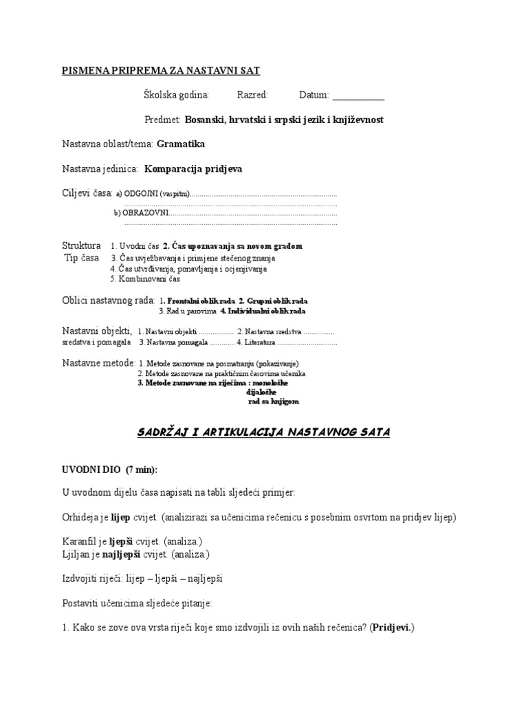 Poredjenje Pridjeva | PDF