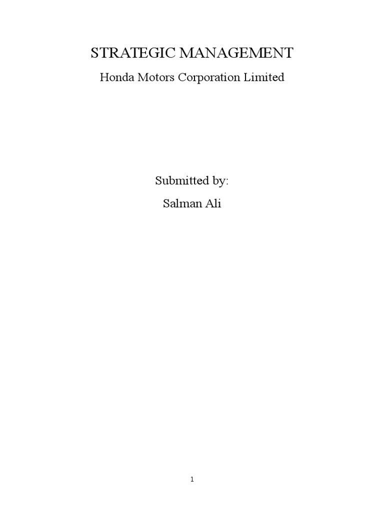 Strategic Management (HONDA PTY LTD) | PDF | Honda | Strategic Management