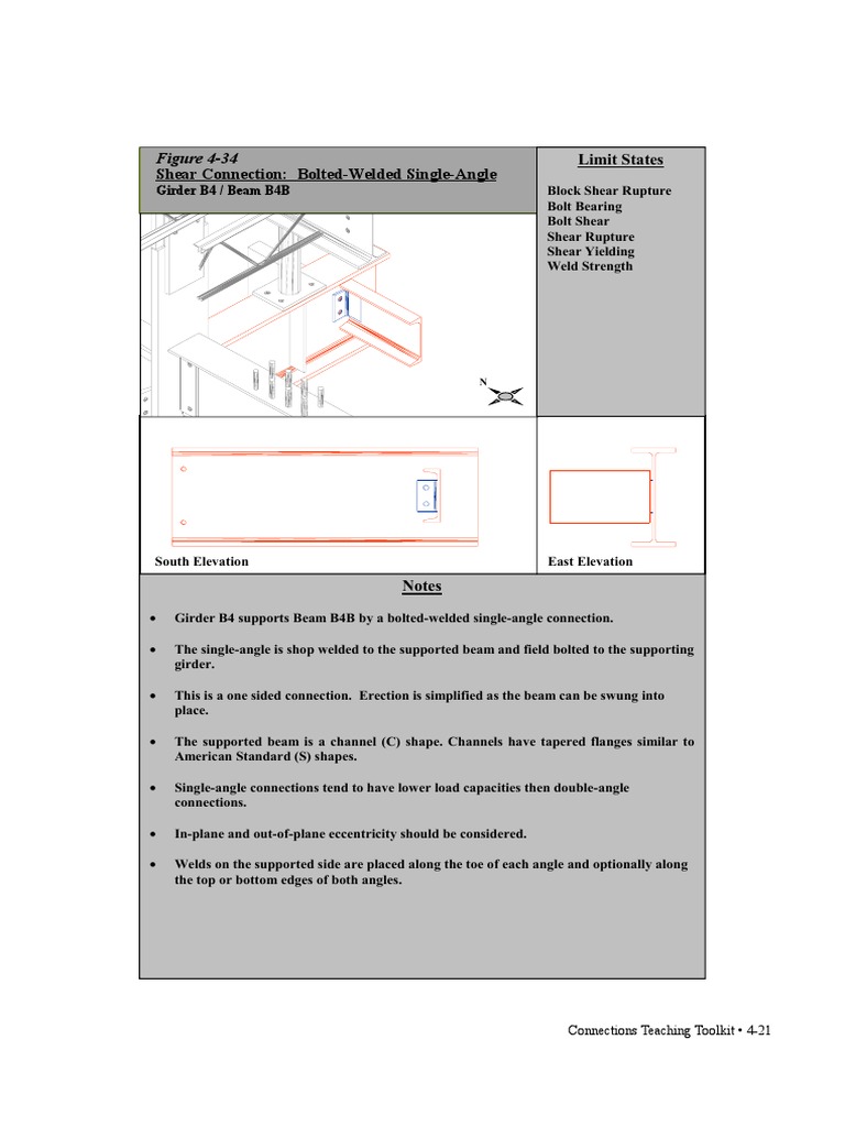 Figure 4-34 Shear Connection: Bolted-Welded Single-Angle | PDF