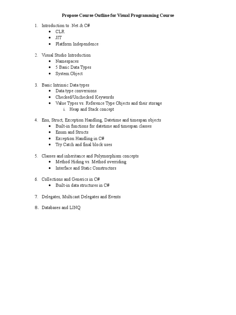 C# Outline | PDF