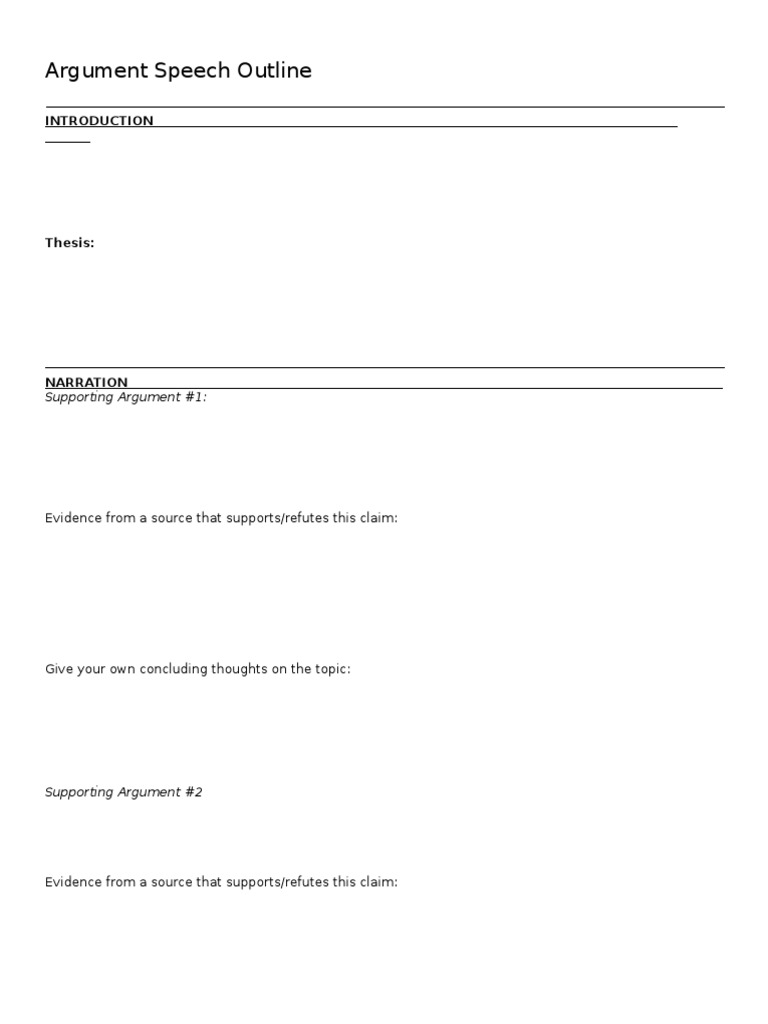 Argument Speech Outline | PDF