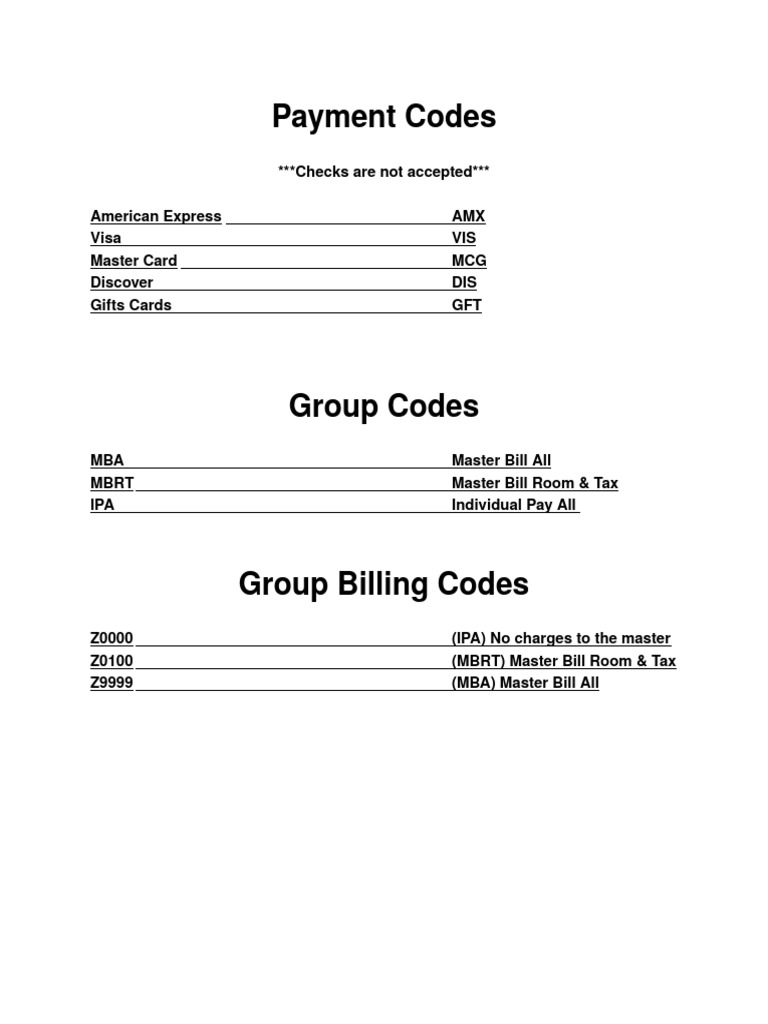 Payment Codes | PDF