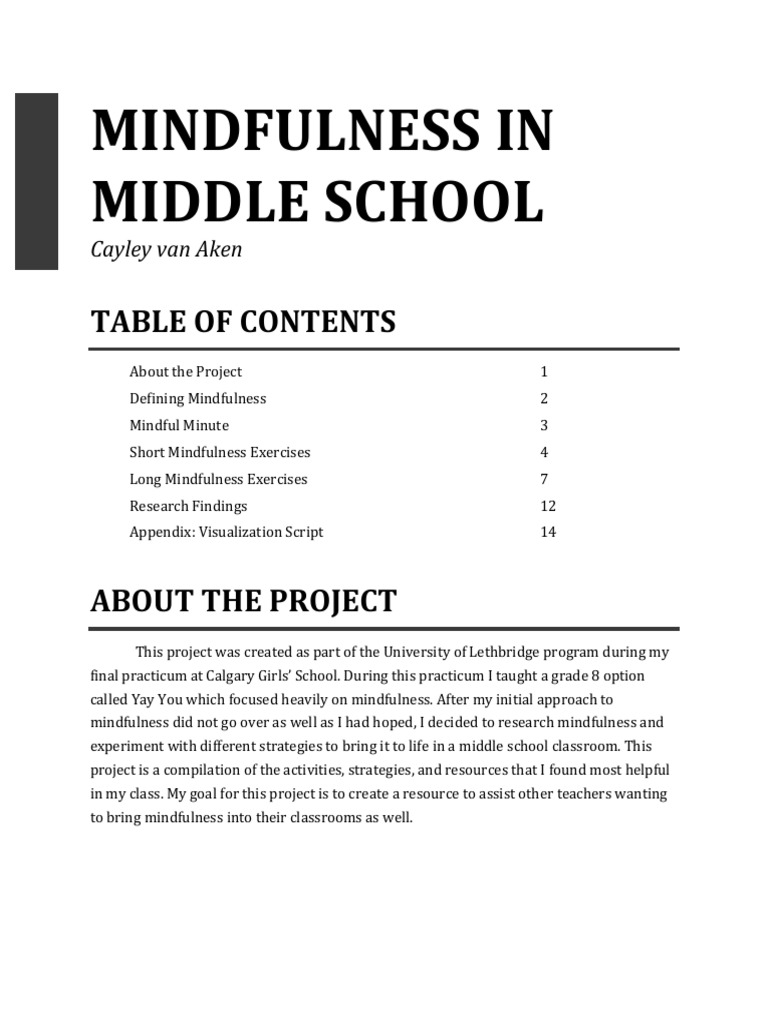 Mindfulness in Middle Schools | PDF | Mindfulness | Happiness