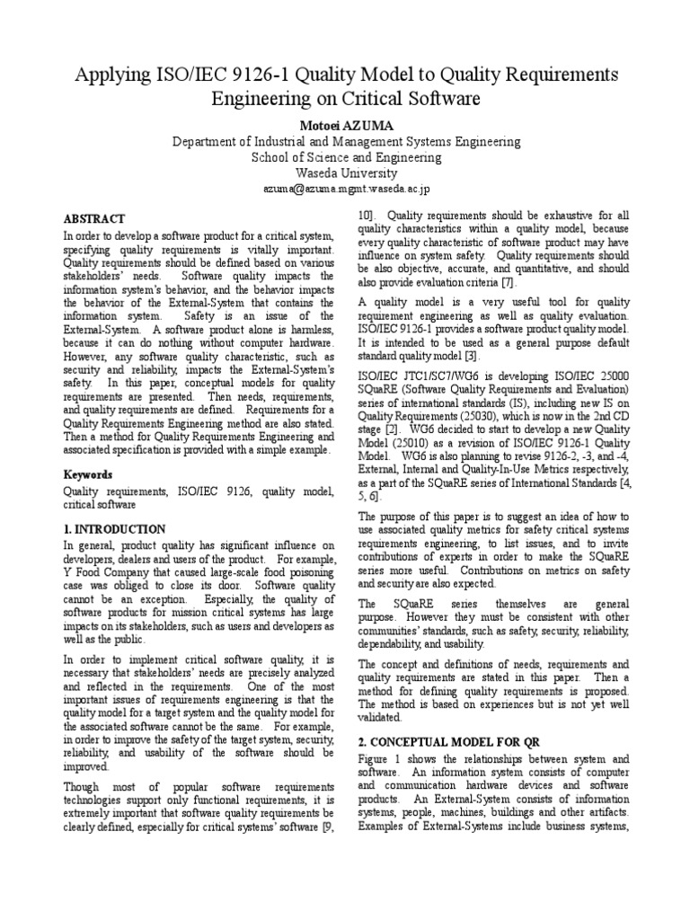 Applying - Iso - Iec - 9126-1 - Quality - Model - To - Q Req - Eng On ...