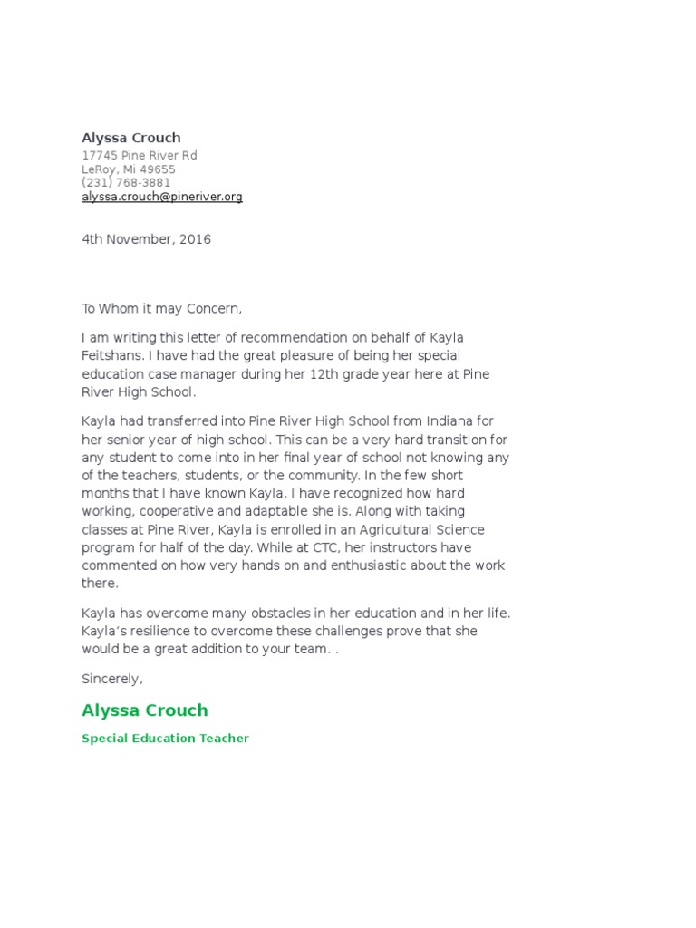 Alyssa Crouch: 17745 Pine River RD Leroy, Mi 49655 (231) 768-3881 | PDF ...