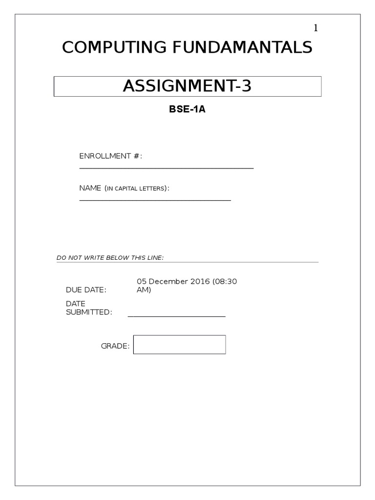 Computing Fundamentals Task | PDF