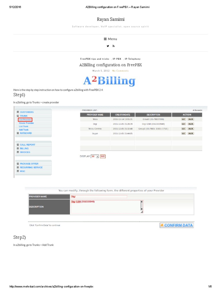 A2Billing Configuration On FreePBX - Rayan Samimi | PDF