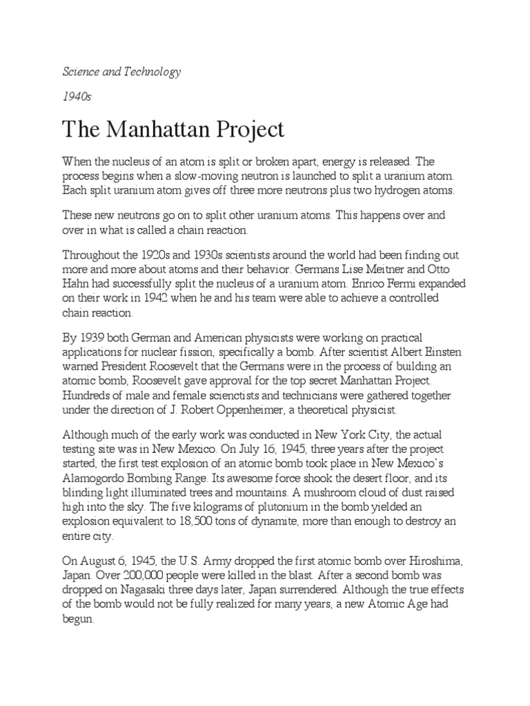 The Manhattan Project | PDF | Manhattan Project | Nuclear Weapons