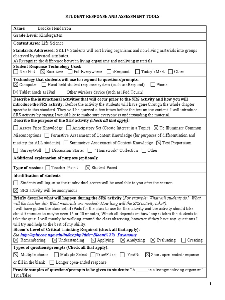 4 SRT Lesson Idea 2016 | PDF | Multiple Choice | Educational Assessment