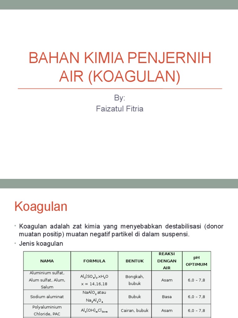Bahan Kimia Penjernih Air (Koagulan) | PDF