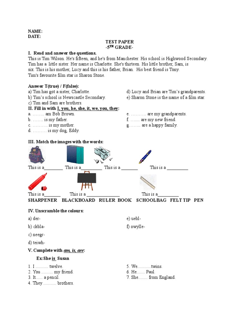 Test Paper 5 | PDF | Language Arts & Discipline