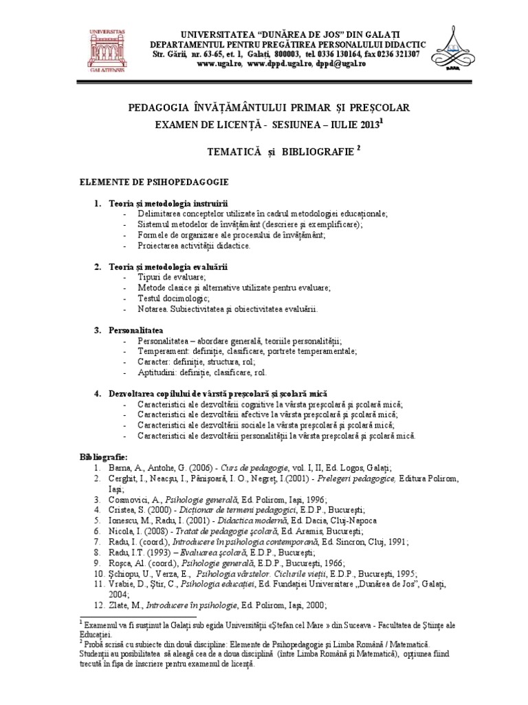 DPPD Tematica Licenta PIPP PDF | PDF