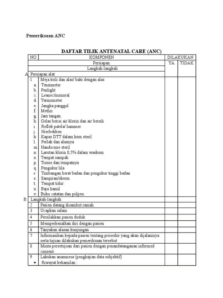 Pemeriksaan ANC | PDF