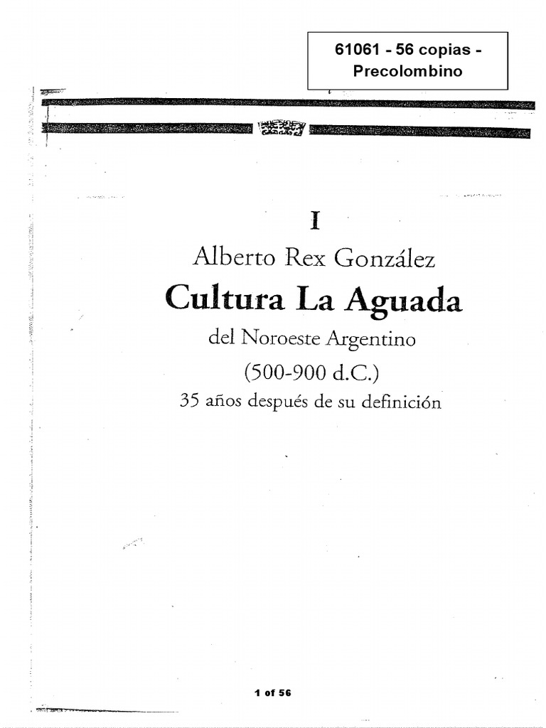Alberto Rex Gonzalez - Cultura La Aguada Del Noroeste Argentino | PDF ...