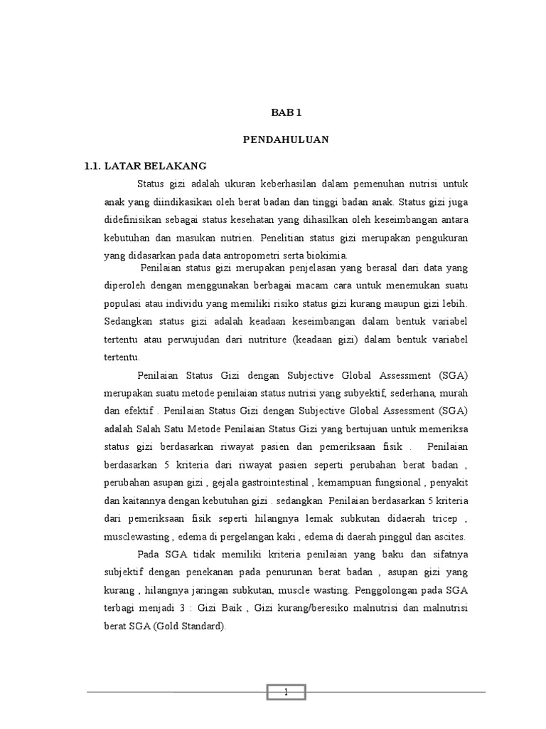 Sga (Subjective Global Assesment) | PDF