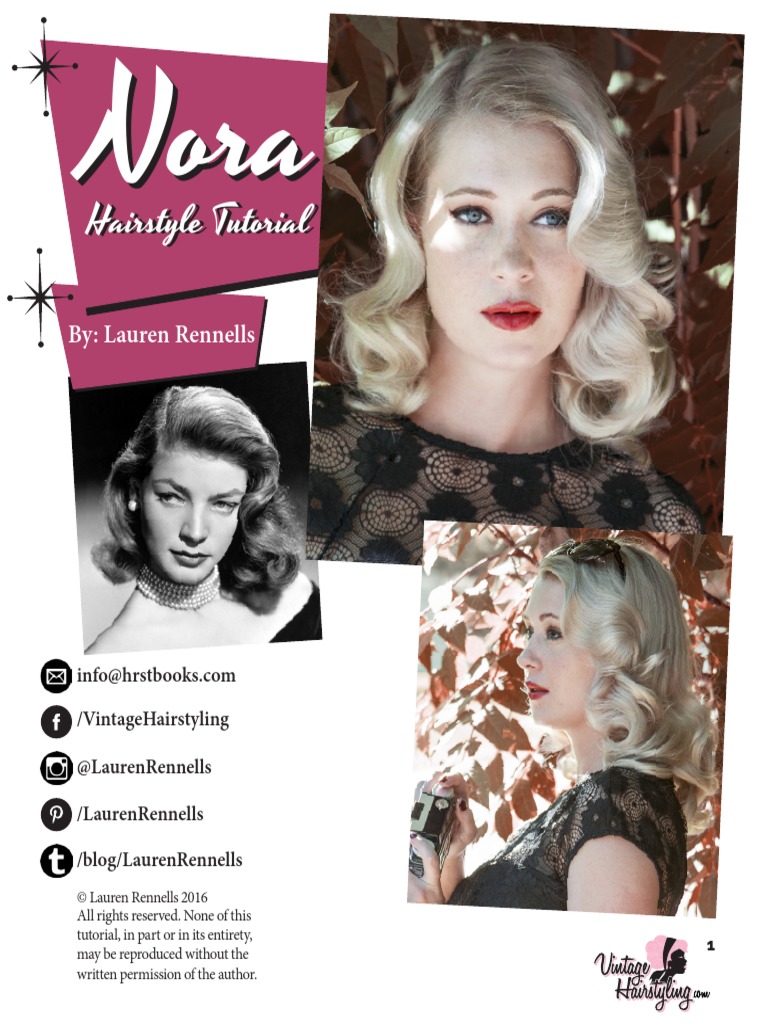 Nora Lauren Bacall Vintage Hairstyle Tutorial Steps | PDF | Hairstyle ...