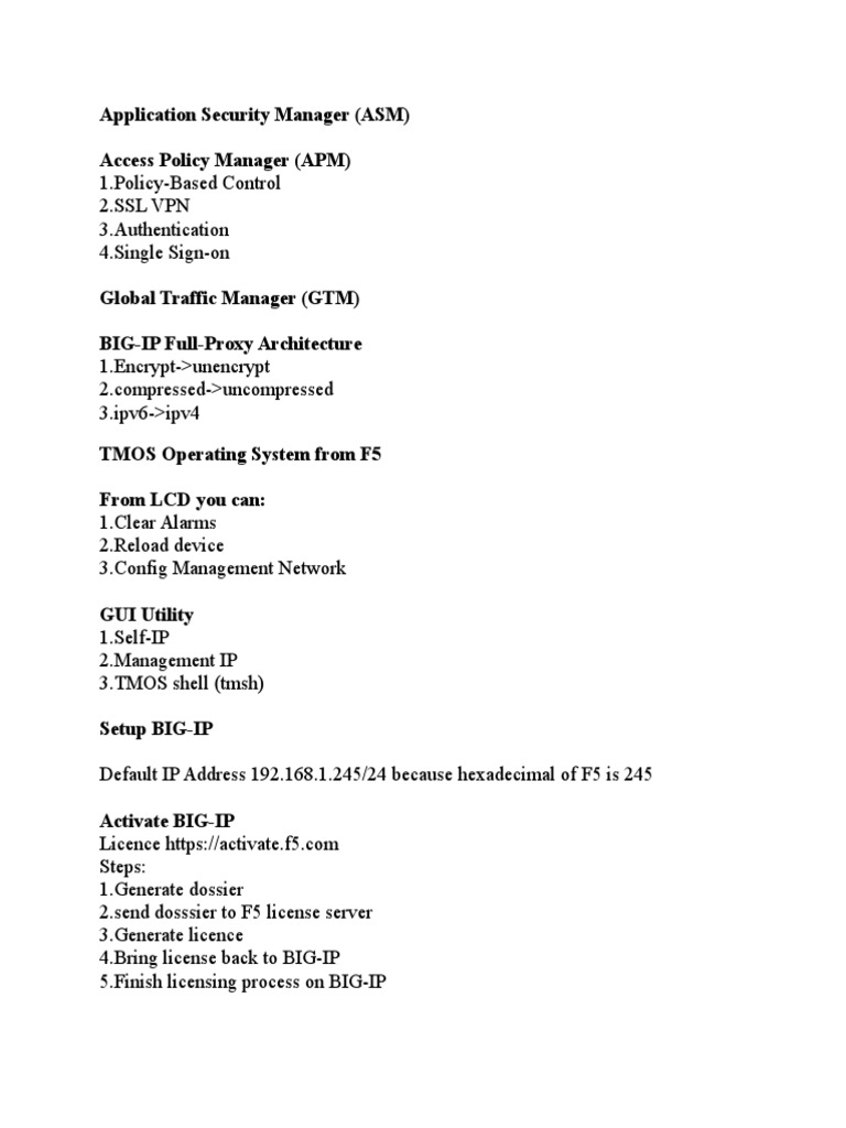 F5 BIG-IP Configuration Guide - APM, LTM, GTM, Security, and High Availability | PDF | Hypertext ...