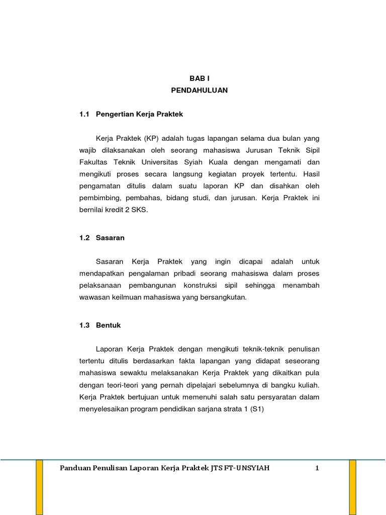 Panduan Penulisan Laporan Kerja Praktek PDF | PDF