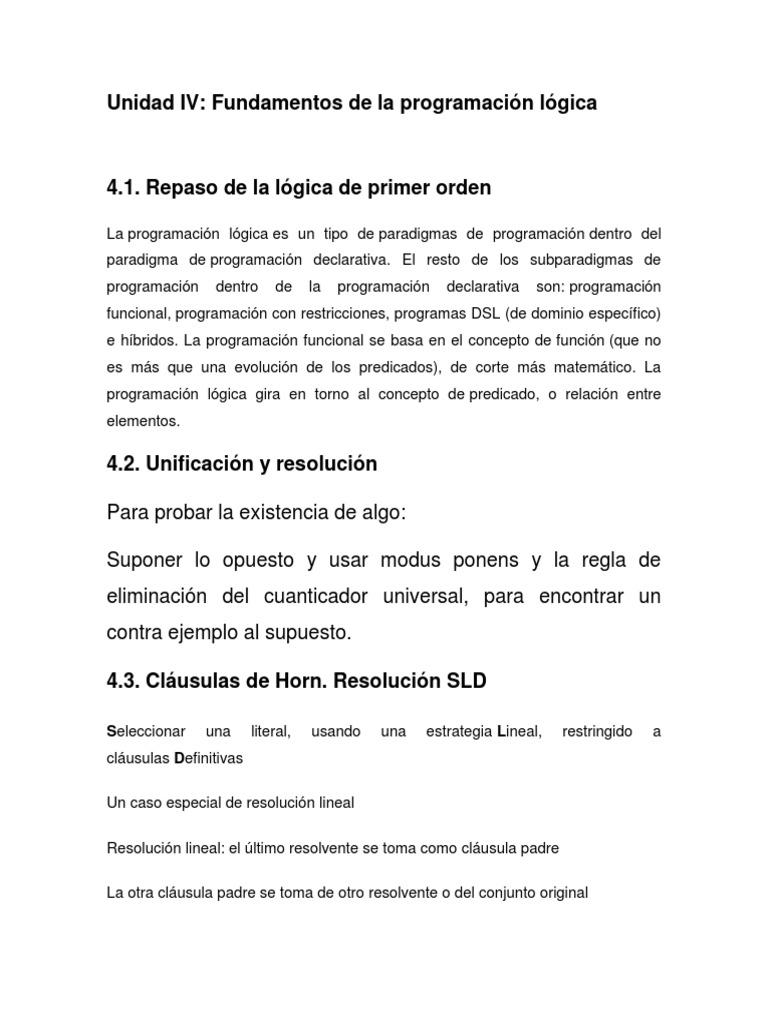 Unidad IV Programacion Logica y Funcional | PDF | Representación del conocimiento y razonamiento ...