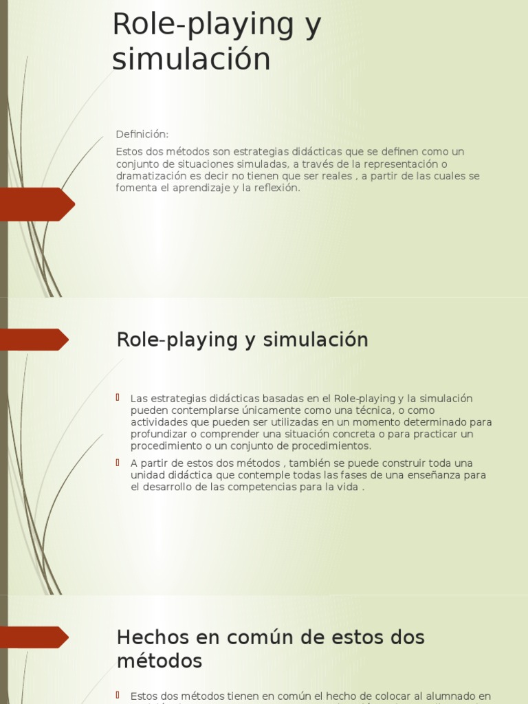 Role-playing y Simulación | Simulación | Aprendizaje