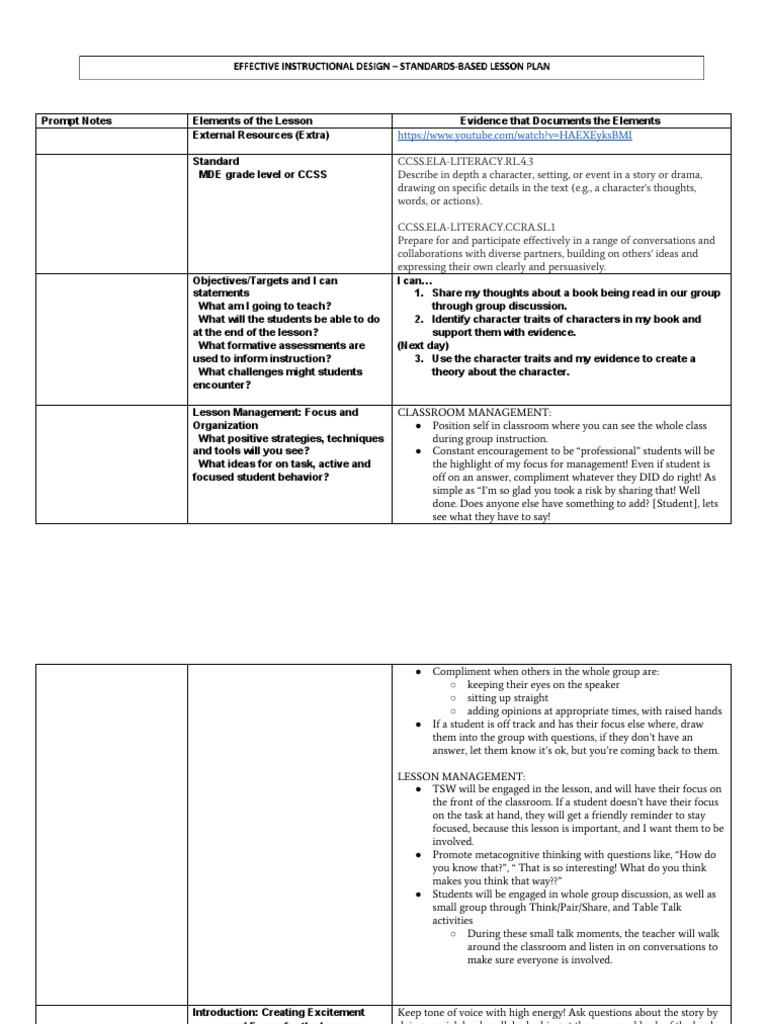 Characteranaylsislesson Withworksheets | PDF | Metacognition ...