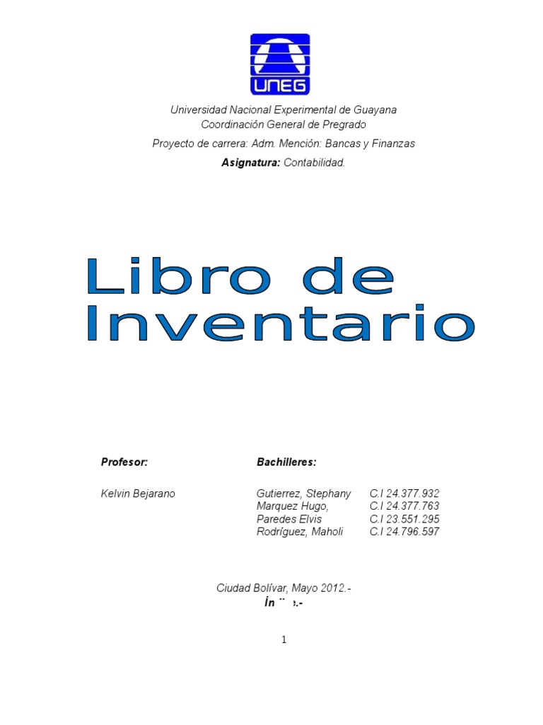 Características Del Libro de Inventario | Contabilidad | Business