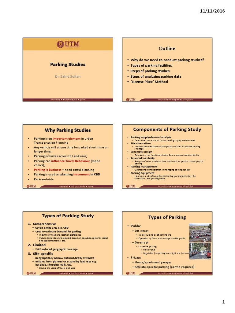 Parking Studies Parking Studies: Outline Outline | PDF | Parking | Business