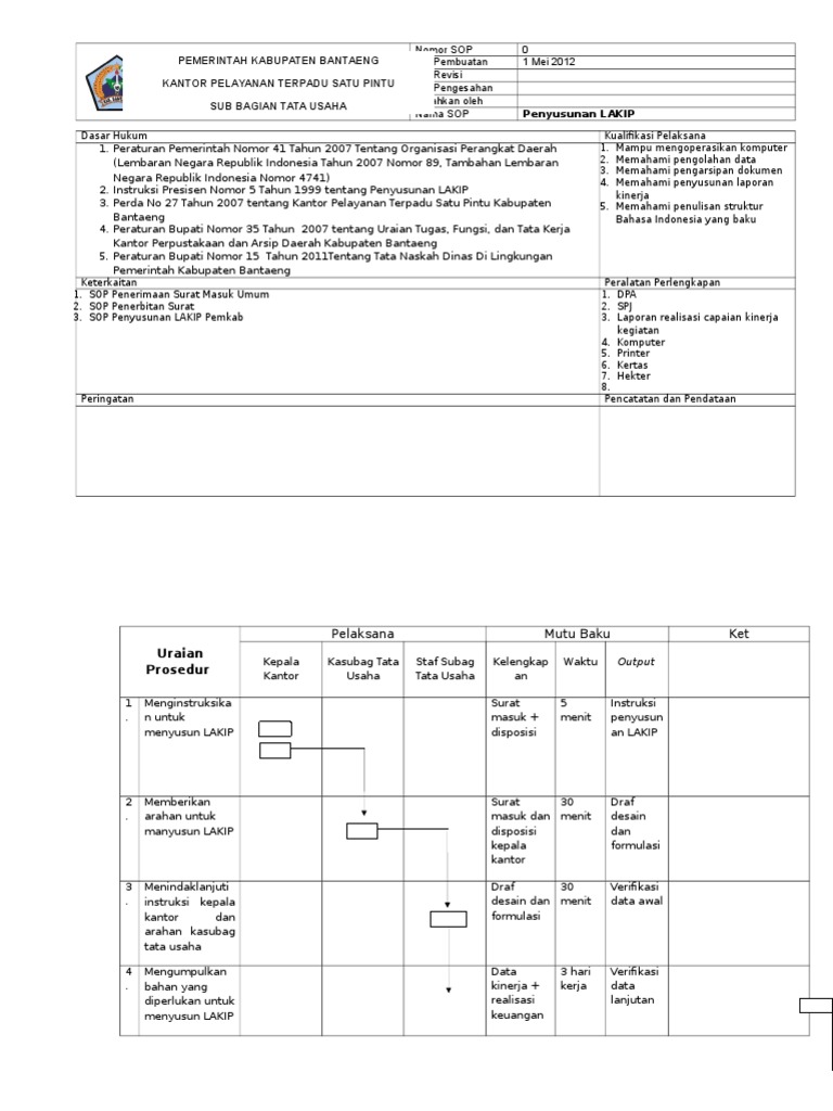Sop Penyusunan Lakip SKPD | PDF