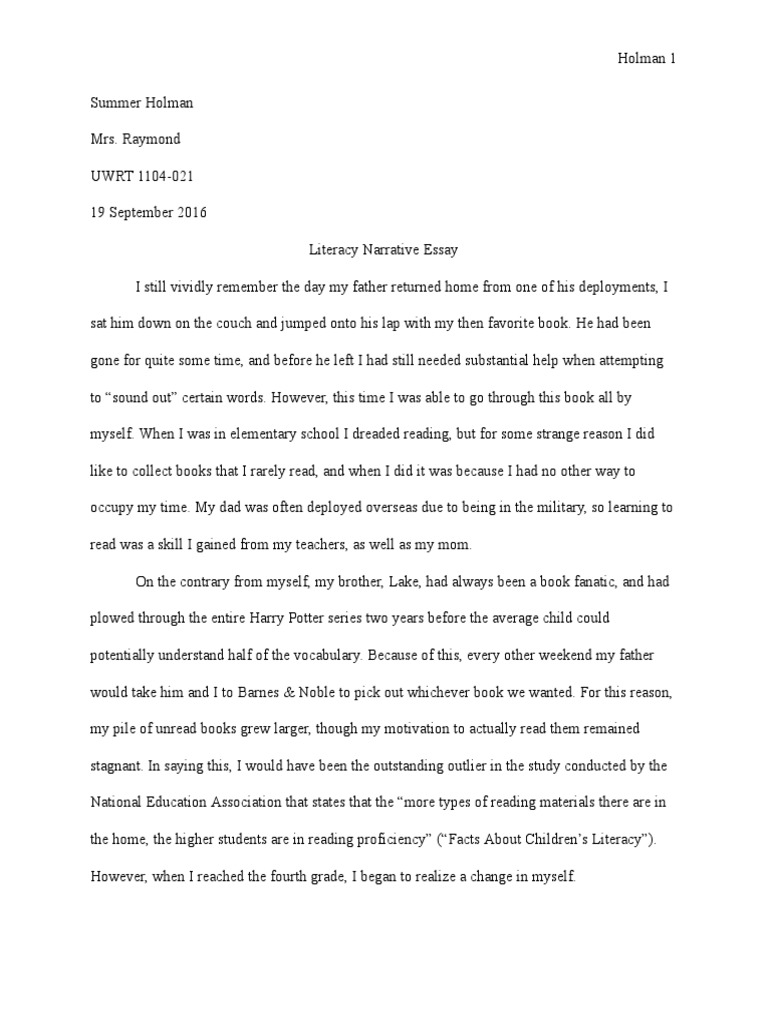 Literacy Narrative Essay | PDF | Literacy | Schools