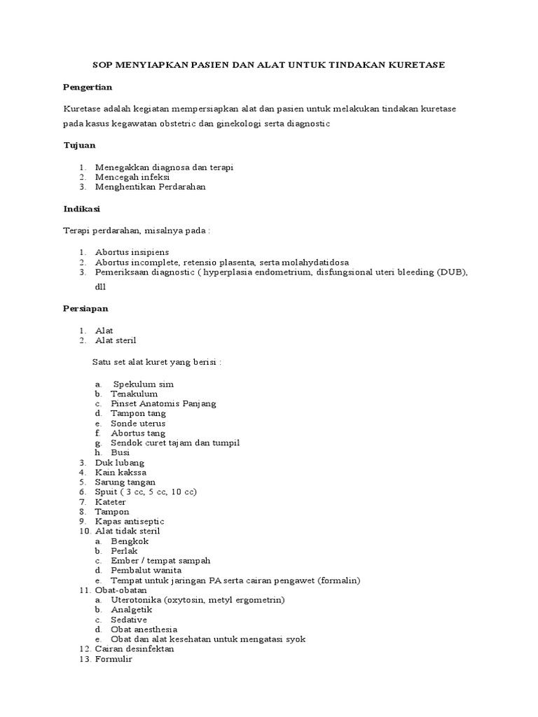 Sop Kuretase | PDF
