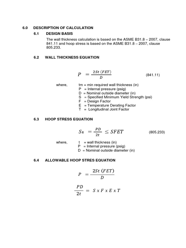Wall Thickness Calculation | PDF