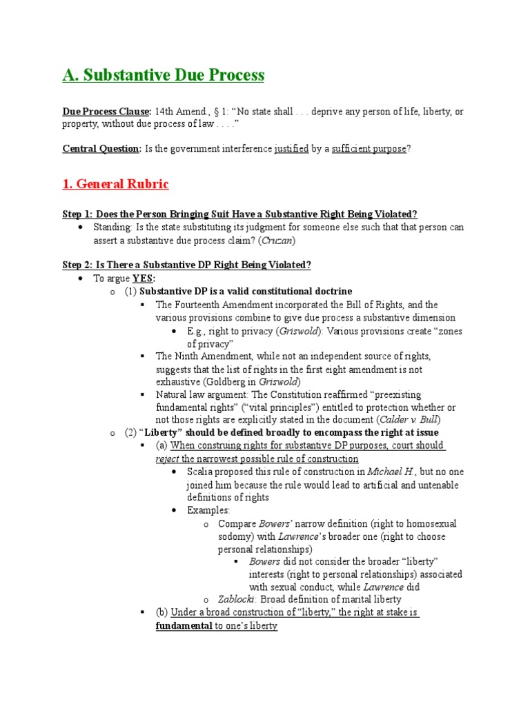 Due Process and Equal Protection Analysis Outline | PDF | Fourteenth Amendment To The United ...