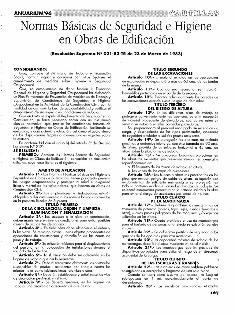 Normas Basicas de Seguridad e Higiene (1983) | PDF