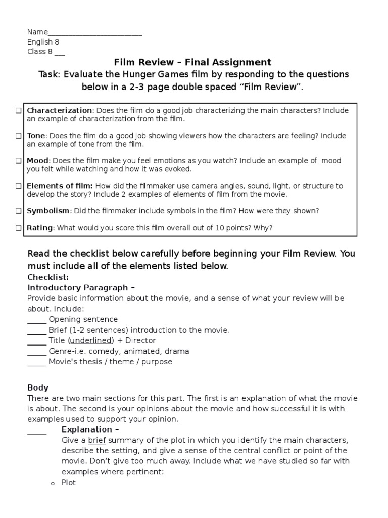 Hunger Games Film Review | PDF | Filmmaking | Leisure