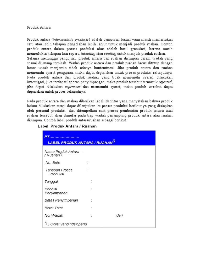Produk Antara | PDF