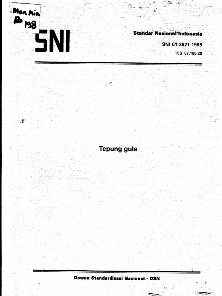 Standar SNI Tepung Gula Halus | PDF